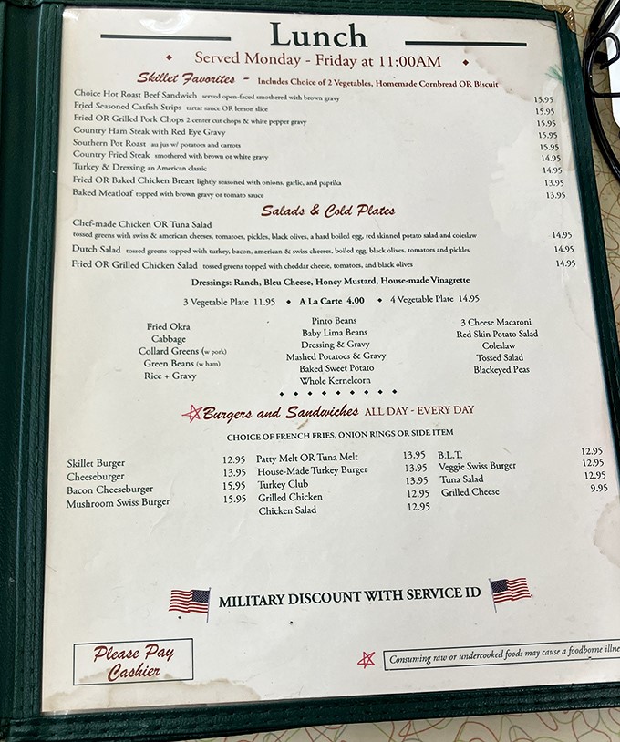 This isn't just a menu; it's a roadmap to happiness. Each item represents decades of perfected Southern recipes.