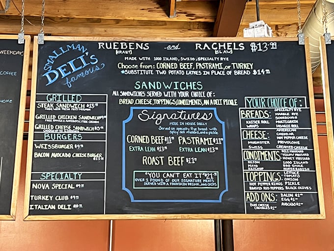 The chalkboard menu &ndash; a canvas of culinary possibilities where indecision becomes your only problem. Choose wisely, my friends.