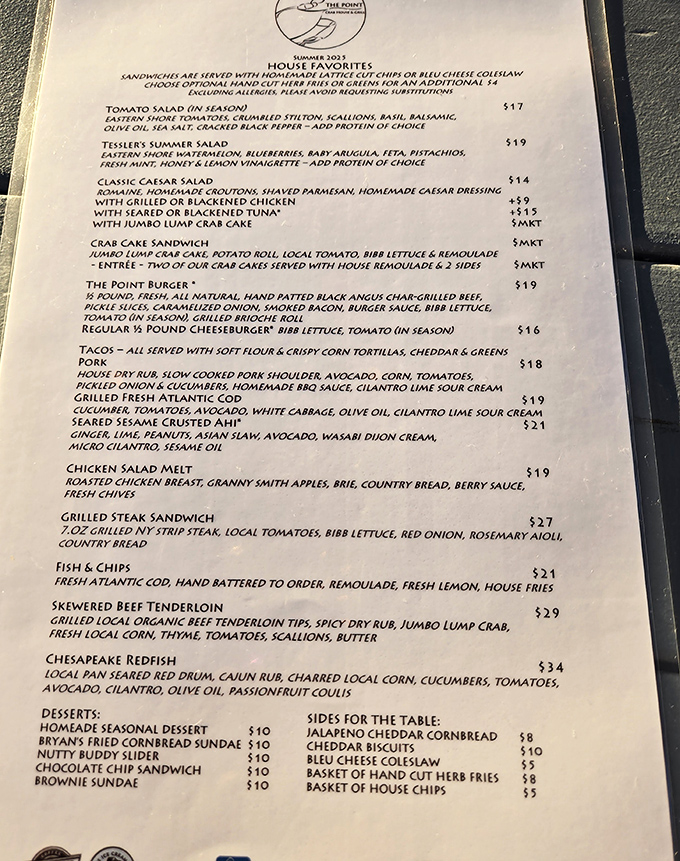 The menu reads like a love letter to Maryland's waters. Each description promises a seafood romance that'll have you planning your next visit before dessert arrives.