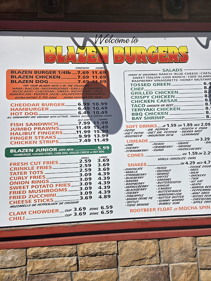 The menu board reads like a love letter to comfort food classics. Decisions, decisions&mdash;life's most delicious dilemma.