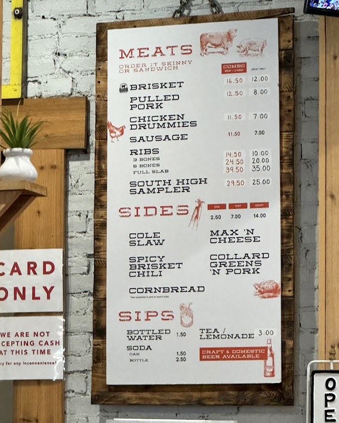 The menu board speaks fluent barbecue &ndash; no translation needed when hunger is your native language.