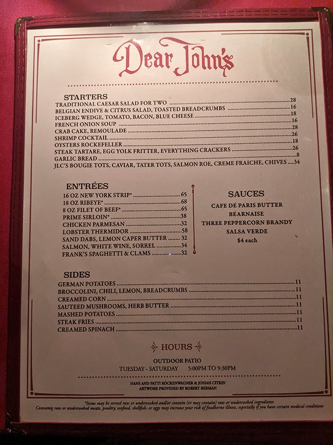 A menu that reads like a love letter to the days when calories didn't count and butter was a food group.