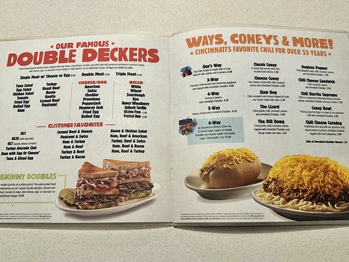 This menu is basically a roadmap to happiness, with "Double Deckers" leading straight to flavor paradise.