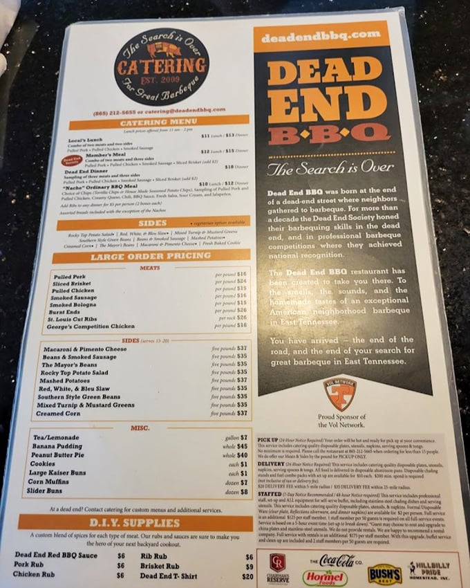 The menu tells you everything: straightforward barbecue excellence without the gimmicks, just the way it should be.