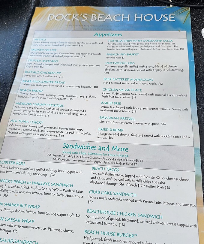 A menu that reads like a love letter to Great Lakes seafood. Choosing between the perch and walleye might be the hardest decision you'll make all day.