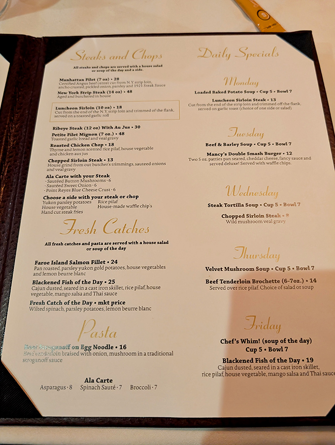 This menu reads like a love letter to beef, with daily specials that make choosing just one feel downright impossible.