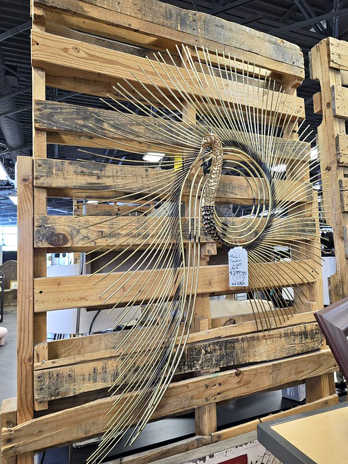 That golden peacock wall art is giving serious "Dynasty" vibes &ndash; Joan Collins would absolutely approve.