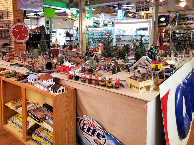 This miniature train display isn't just a model&mdash;it's an entire world waiting for you to imagine yourself aboard.