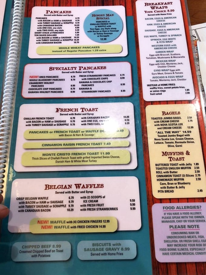 The menu reads like a novel of comfort food classics. Flip to the French toast chapter for the real page-turners.