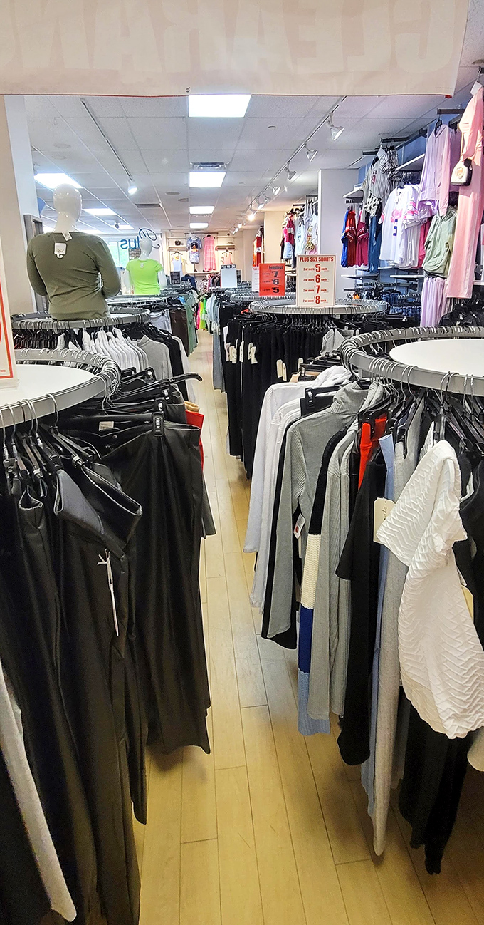 Fashion's front lines where the battle for bargains is waged daily. Those circular racks aren't just displaying clothes&mdash;they're showcasing potential victories over retail pricing.