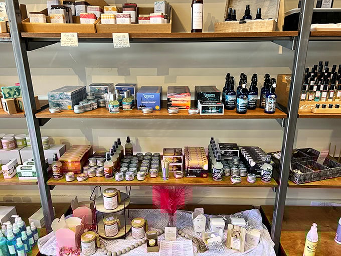 Shelves lined with artisanal soaps and candles &ndash; because nothing says "I'm treating myself" quite like smelling like lavender while saving money.