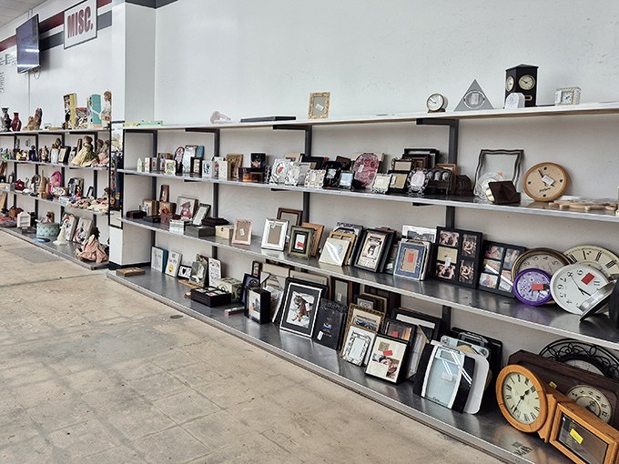 Time literally stands still in the clock section, where vintage timepieces wait patiently to become the statement piece in someone's carefully curated home.