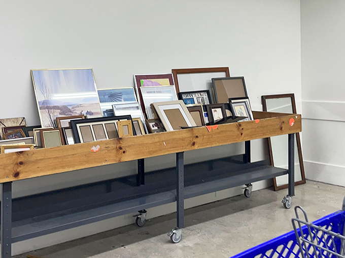 Picture perfect deals! These forgotten frames await new homes and fresh memories, lined up like hopeful contestants on a reality show.