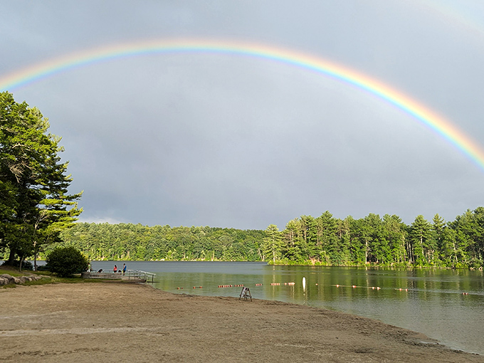 Mother Nature showing off with a full rainbow over Ashland's waters&mdash;like she's saying, "You're welcome for this Instagram moment that requires zero filters."