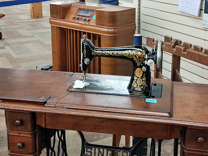 A vintage Singer sewing machine tells stories of craftsmanship from another era. These decorative beauties are both functional heirlooms and conversation pieces.
