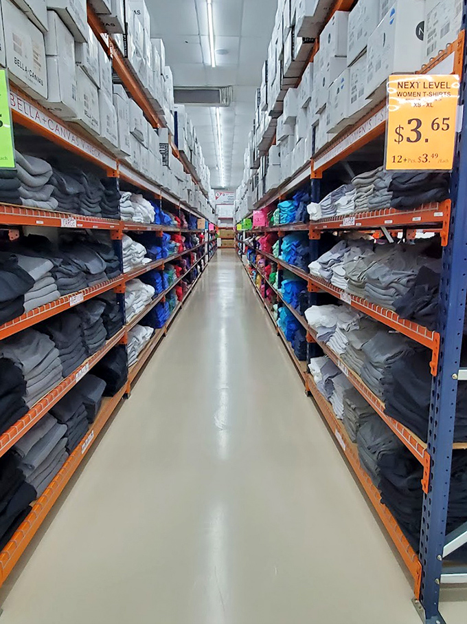 When clothing aisles stretch this far into the distance, you know you've entered the serious leagues of discount shopping.