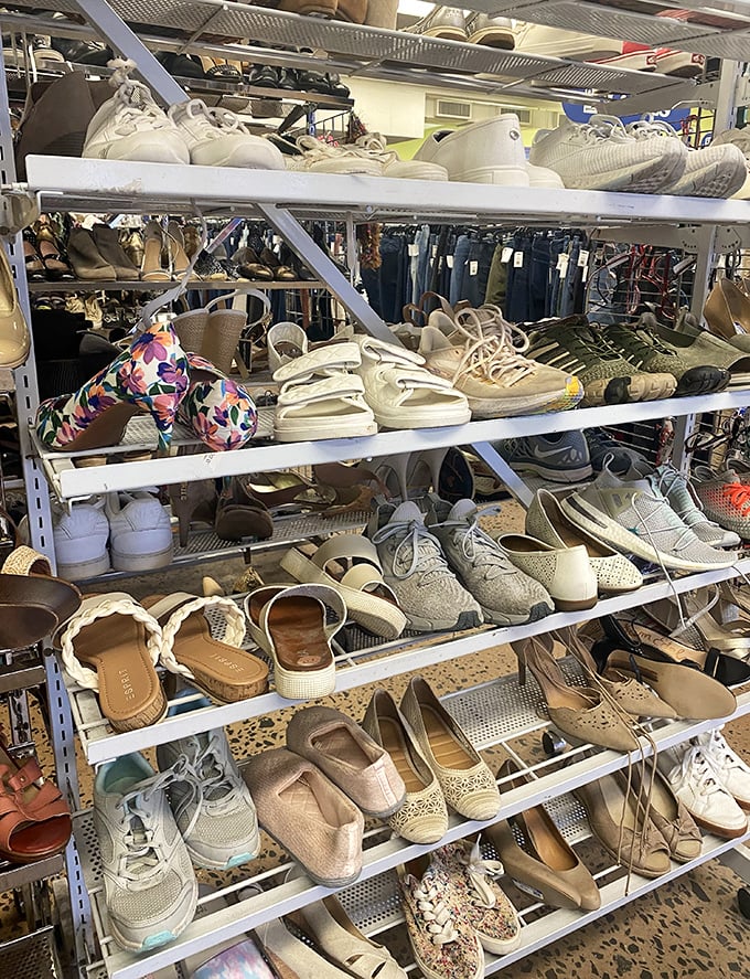 The shoe section rivals Imelda Marcos' closet, with endless possibilities arranged in a footwear library of second chances.