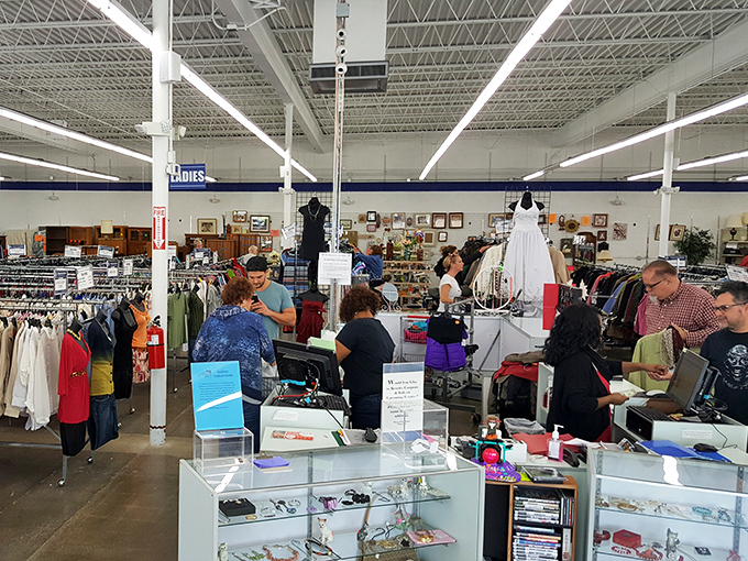 The checkout area buzzes with the energy of successful treasure hunters comparing their bounty and sharing stories.