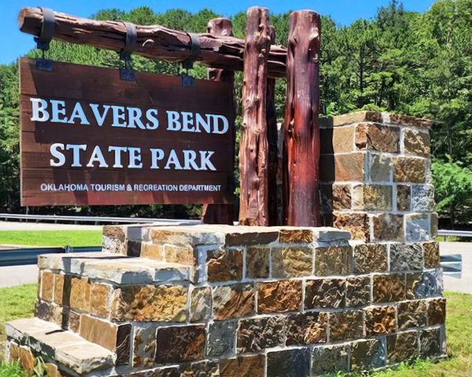 This rustic welcome sign isn't just wood and stone&mdash;it's the gateway to your next "why haven't we been here before?" adventure. 