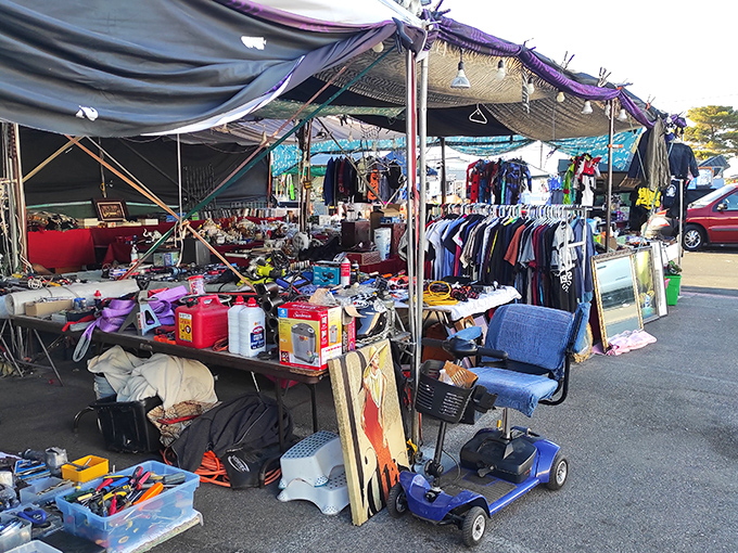 Organized chaos at its finest! This vendor's stall is the physical manifestation of "one person's junk is another's treasure" philosophy in action.