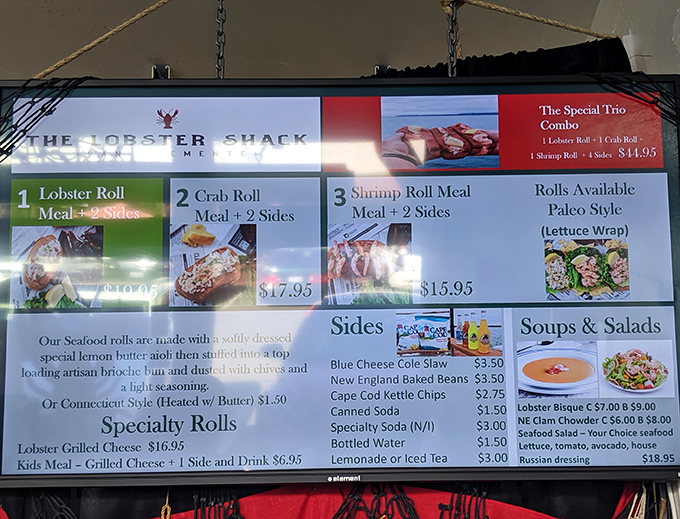 The menu board reveals the holy trinity of seafood rolls &ndash; lobster, crab, and shrimp &ndash; each promising a brief but meaningful relationship with your taste buds.