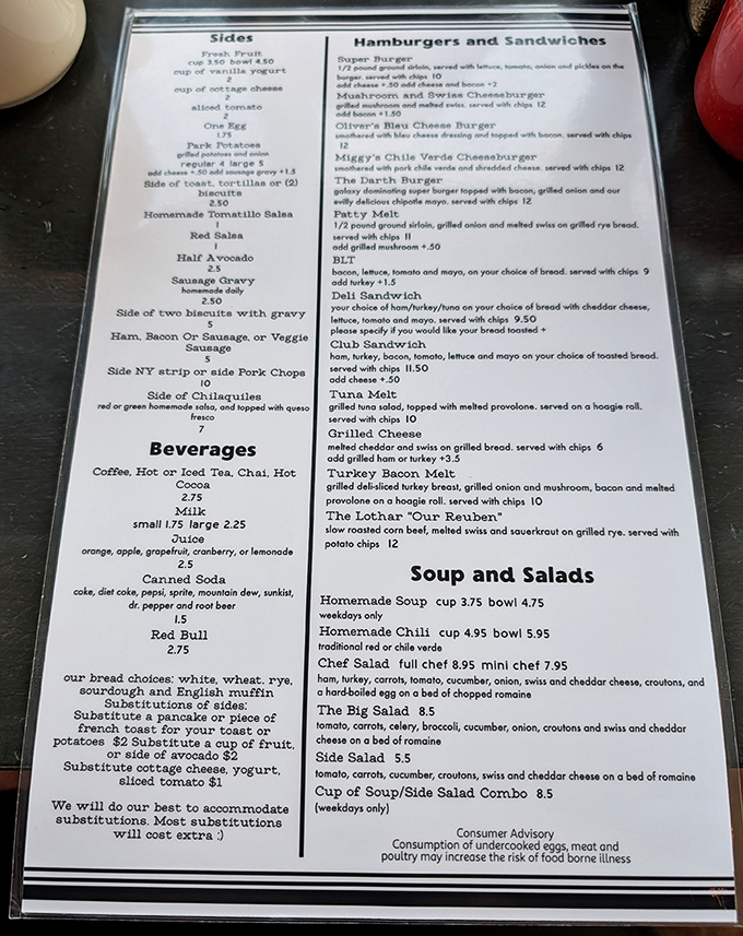 The menu reads like a breakfast lover's manifesto&mdash;straightforward, unpretentious, and promising the kind of meal that makes you cancel your lunch plans.