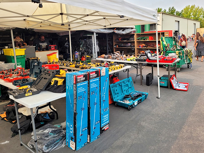 Tool heaven for the DIY dreamer. Like a hardware store had a yard sale, these tables offer solutions to problems you didn't know you had.