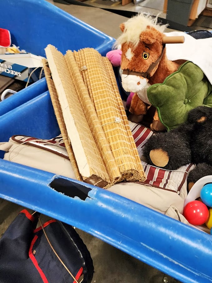 One shopper's discarded plush horse is another's vintage find. These forgotten toys await second chances and new adventures with loving owners.