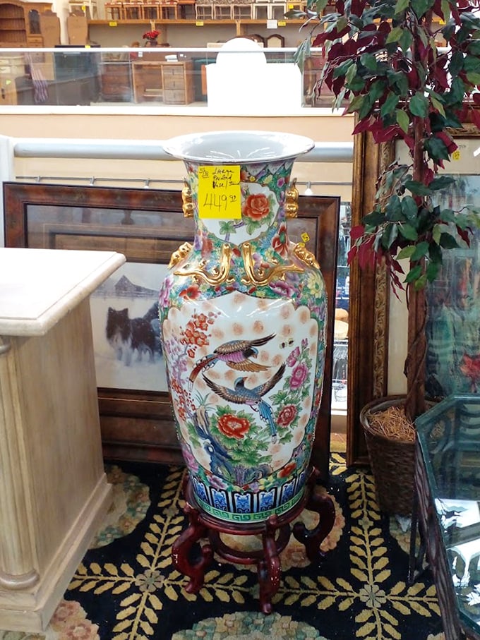 This ornate Chinese vase isn't just decorative&mdash;it's a conversation waiting to happen. "Oh this? Just a little something I discovered while thrifting."
