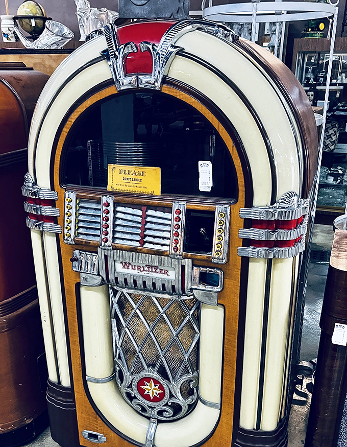 This Wurlitzer jukebox isn't just furniture&mdash;it's a time machine that transports you back to sock hops and first kisses with every glance.