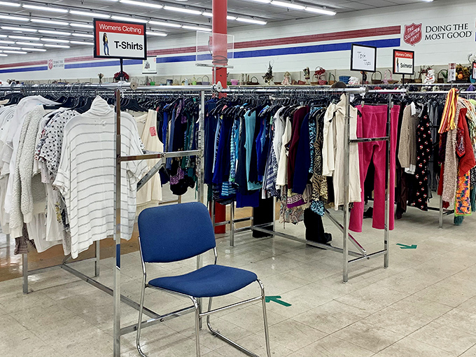 The women's clothing section offers everything from casual tees to elegant evening wear. Fashion treasure hunters, prepare your shopping carts!