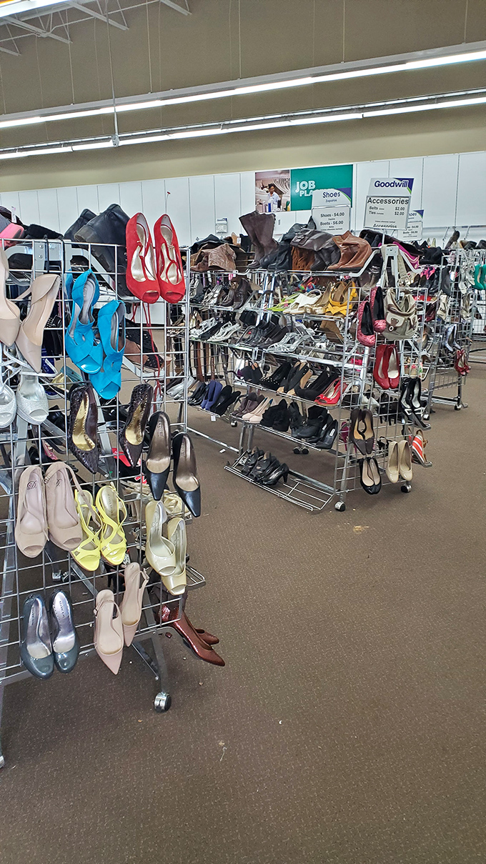 This shoe display holds more footwear options than Imelda Marcos's closet, minus the scandal and political intrigue.