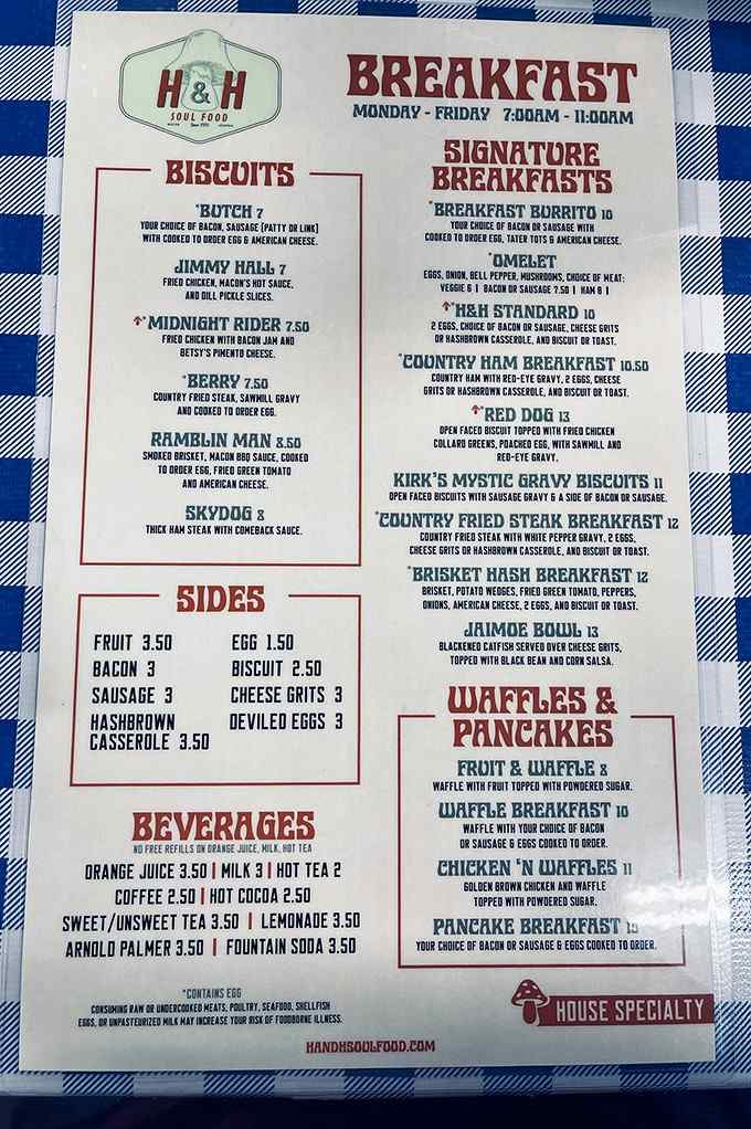 This menu reads like a greatest hits album of Southern breakfast, with each dish named after musical legends.