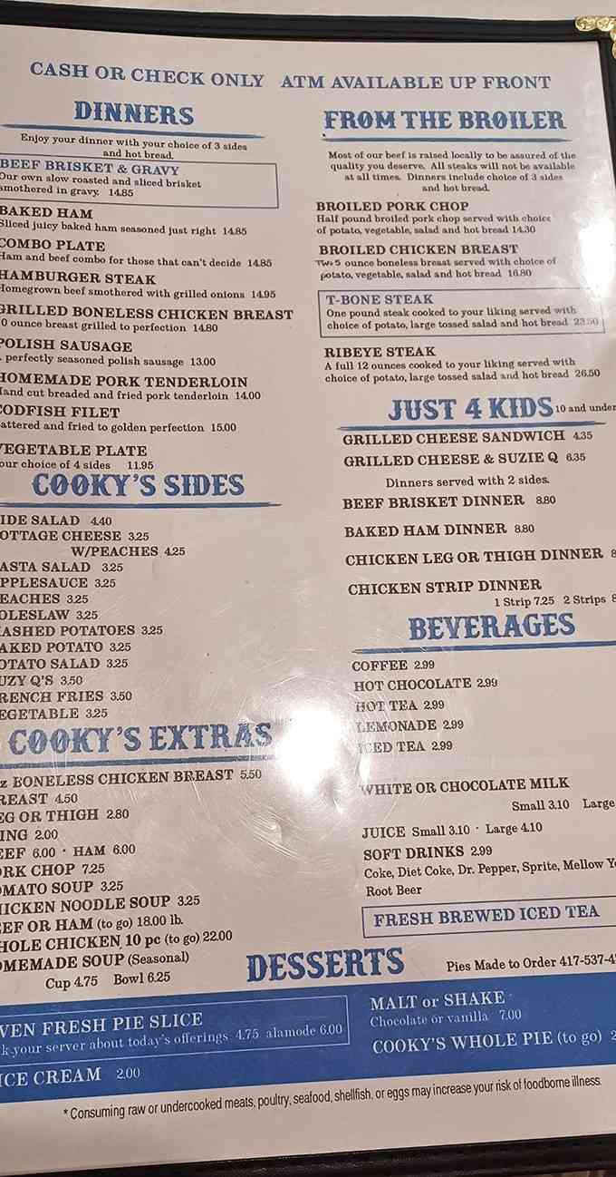 One glance at this menu and you realize someone understands that dinner isn't complete without proper side options.