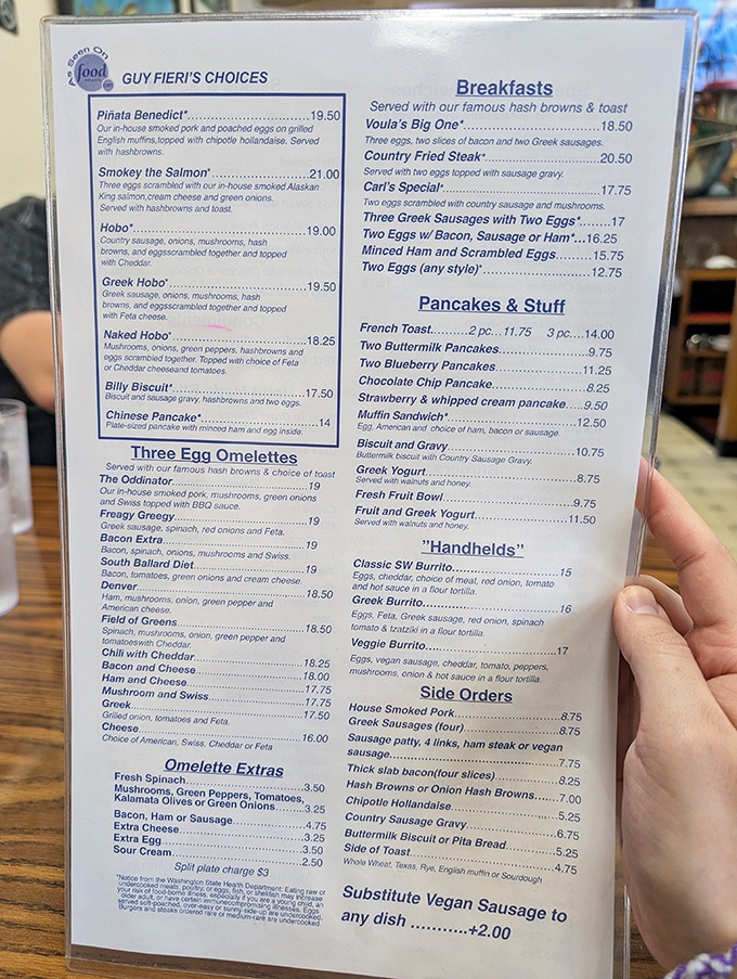 The menu reads like a love letter to breakfast enthusiasts. Guy Fieri's stamp of approval is just confirmation of what locals already knew.