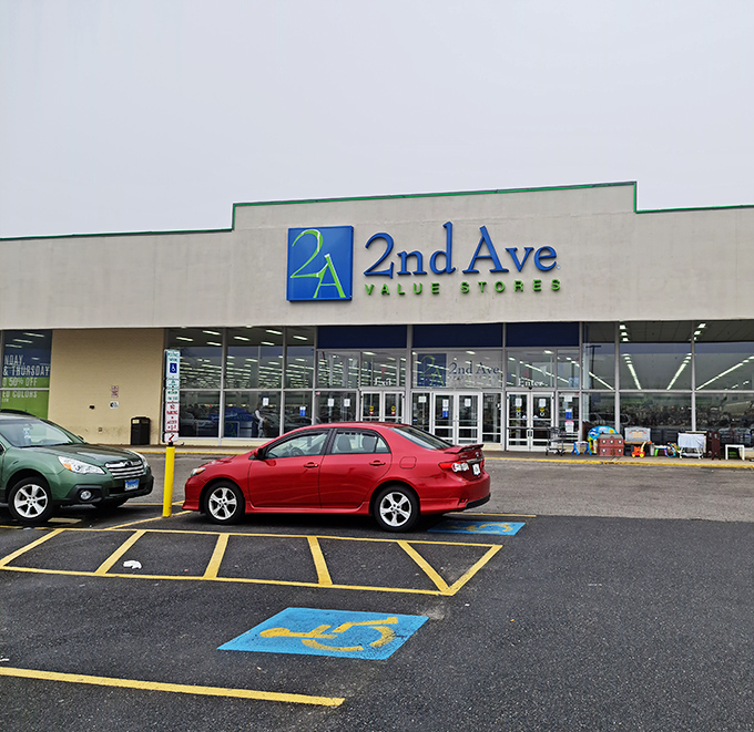 2nd Ave's bright logo stands out like a beacon for bargain hunters in Laurel's shopping landscape.