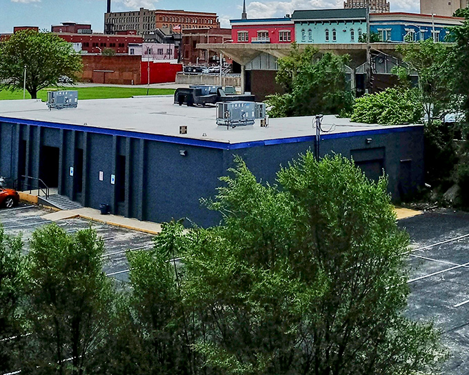 Anderson's downtown buildings wear their history like a badge of honor, colorful and proud against the Indiana sky.