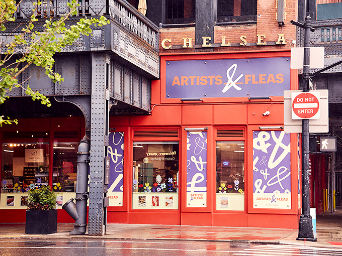 That bright red storefront practically shouts "treasures inside!" like a vintage beacon calling all collectors.