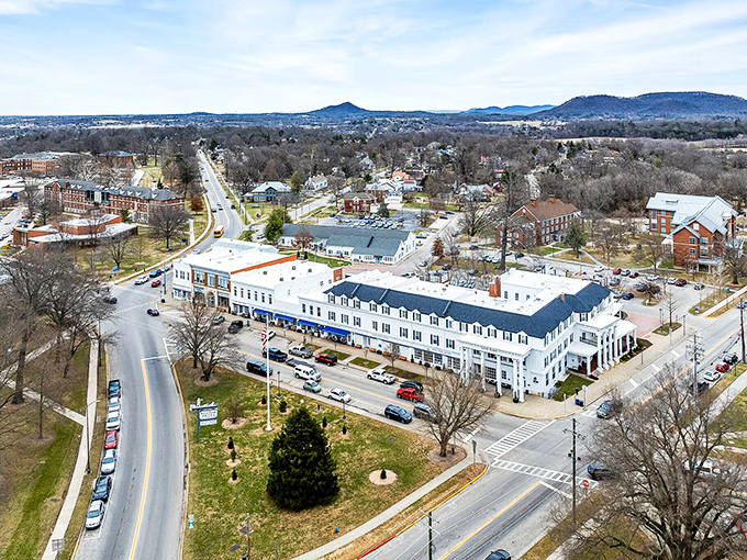 From up here, Berea looks like a quilt spread across the Kentucky hills, each building a perfect patch.