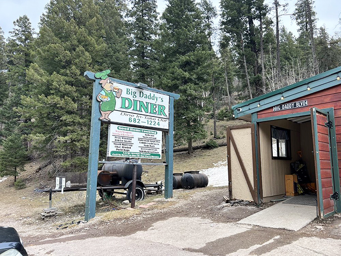 Nestled among towering pines, this rustic mountain retreat promises hearty meals and genuine hospitality.