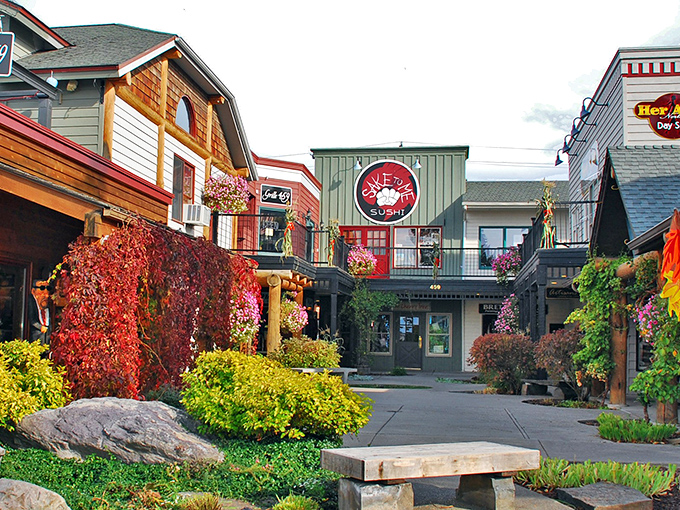 Downtown Bigfork bursts with color and charm, where flowers, local shops, and cozy caf&eacute;s create a picture-perfect Montana vibe.