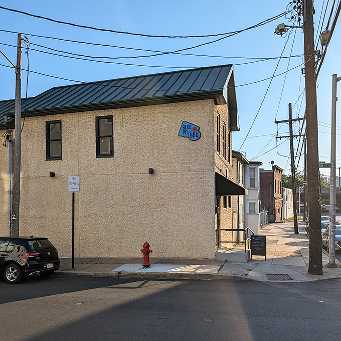 Blue Pit BBQ's unassuming brick exterior hides a treasure trove of smoky delights within.