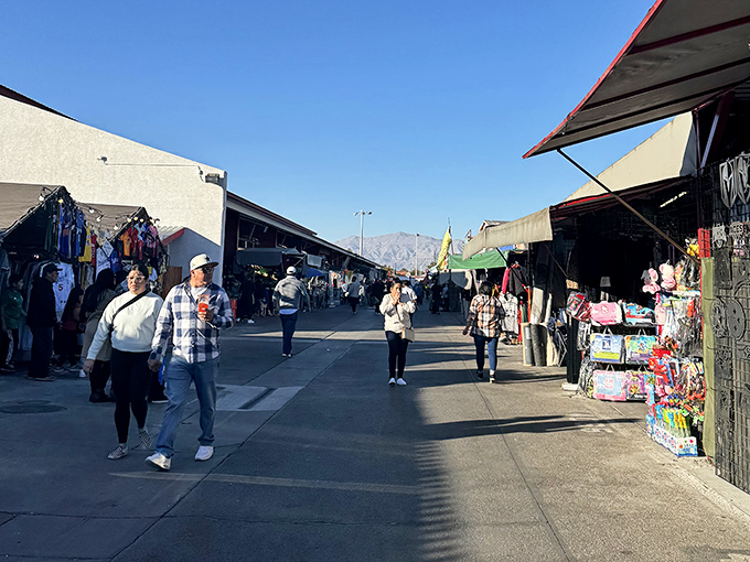Desert mountains frame this outdoor marketplace where every weekend feels like a festival celebrating the art of finding.