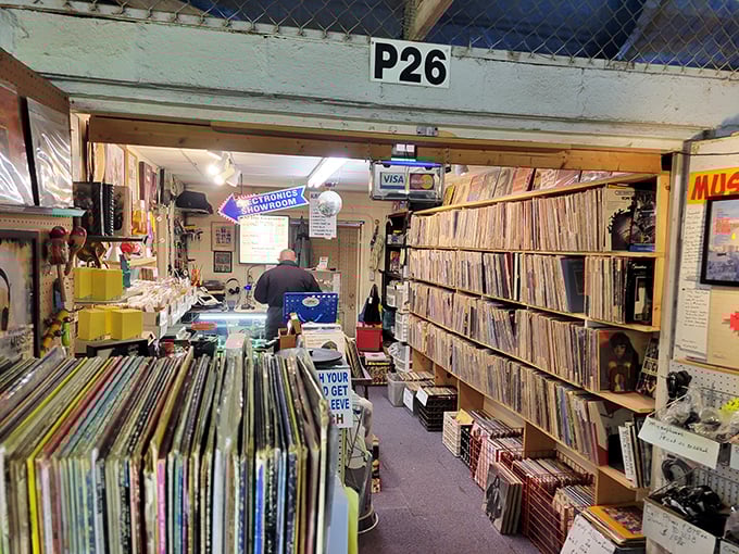 Vinyl heaven! This record shop at Bussey's is where analog dreams come true and forgotten albums find new homes.