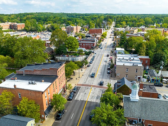 Chagrin Falls' downtown curves around its famous waterfall like a protective embrace, creating scenes worthy of a Norman Rockwell painting.