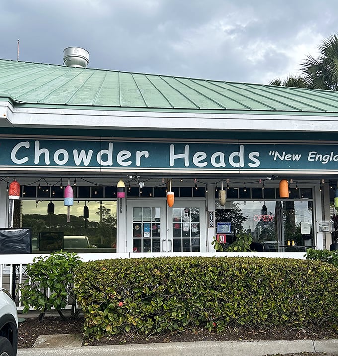 Colorful buoys and a straightforward sign &ndash; Chowder Heads knows exactly what they're about, and they're not afraid to show it.