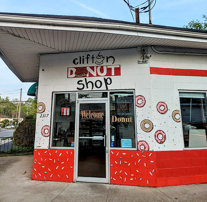 Clifton's playful exterior is a canvas of donut art, proving that sometimes the best things come in colorful packages.