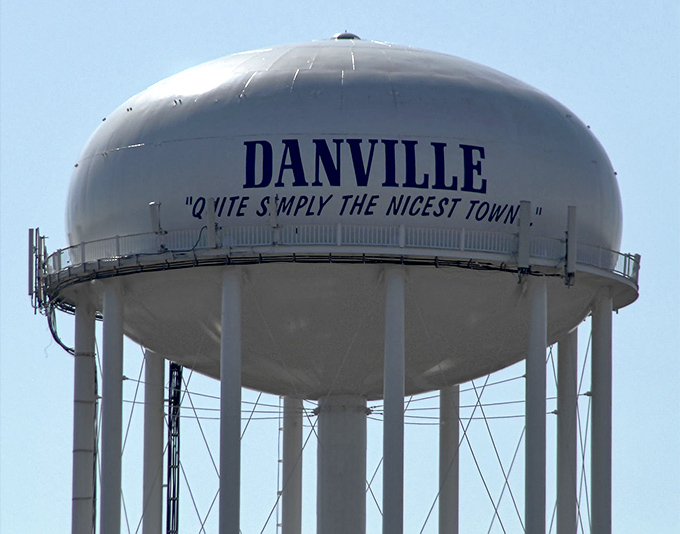 Danville's water tower proudly announces its friendly reputation. When a town calls itself "the nicest," your wallet tends to agree.