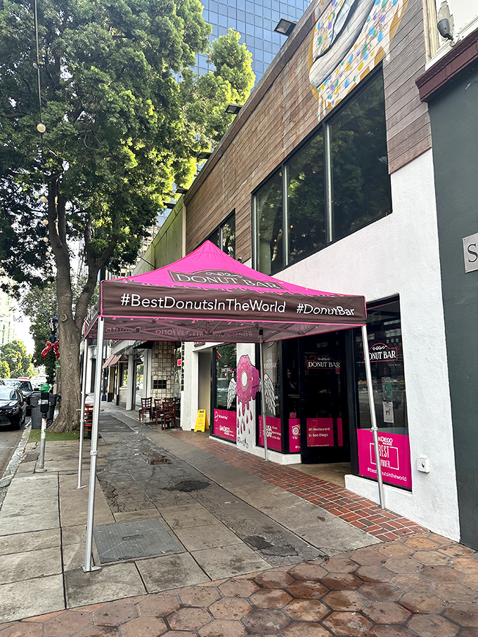 Donut Bar's pink tent is like a beacon for the sugar-deprived. "#BestDonutsInTheWorld" might not be hyperbole after all.