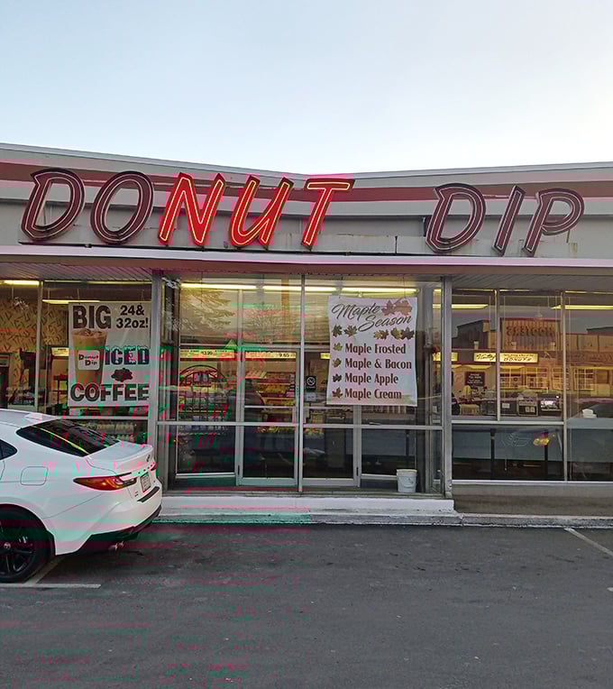 Donut Dip's retro storefront looks like it was plucked from a Norman Rockwell painting, if Norman had a serious sweet tooth.